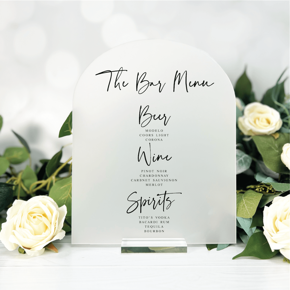 Arch Wedding Bar Sign - Personalized with Your Drinks – Rubi and Lib ...