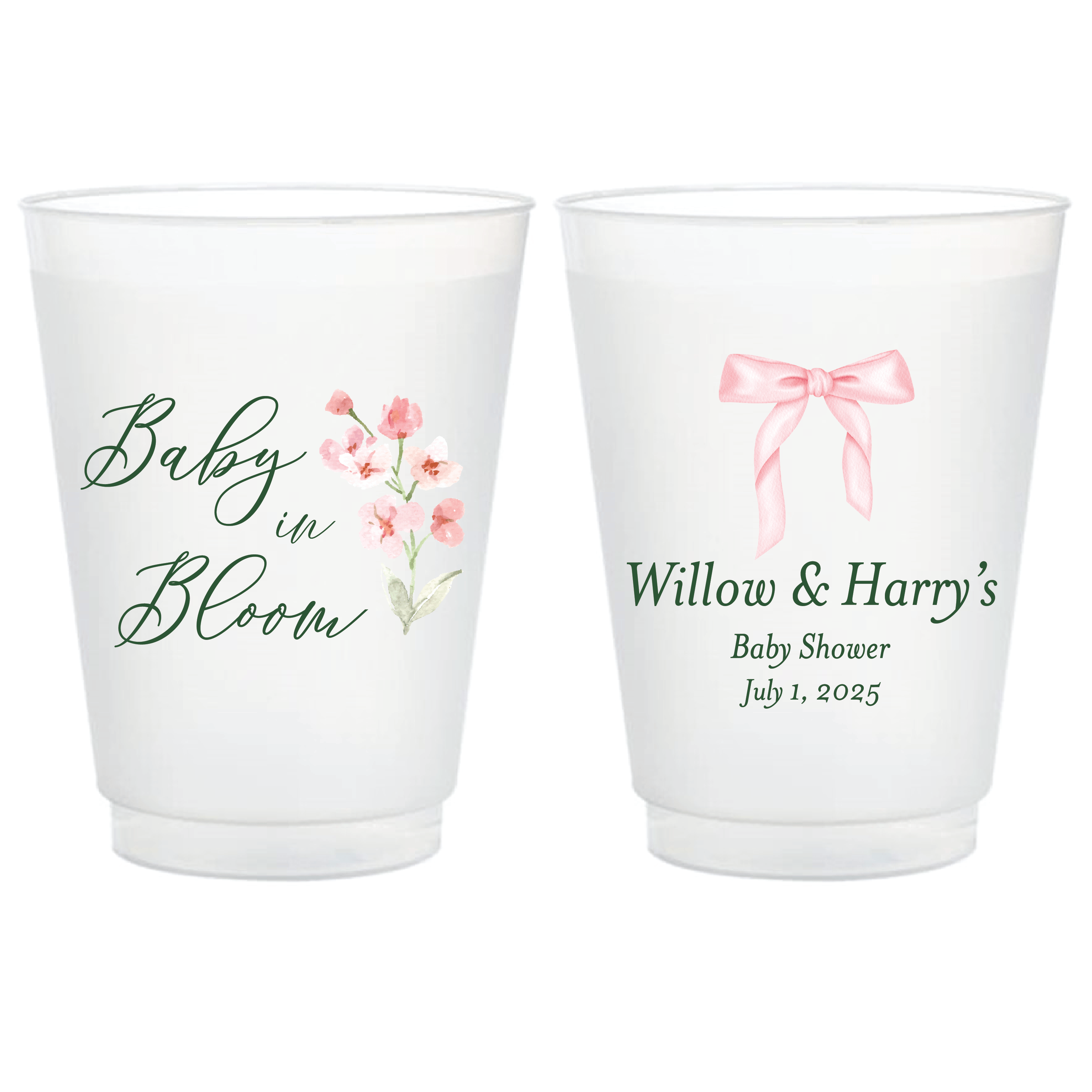 Baby In Bloom Custom Full Color Frosted Plastic Cups – Rubi and Lib ...