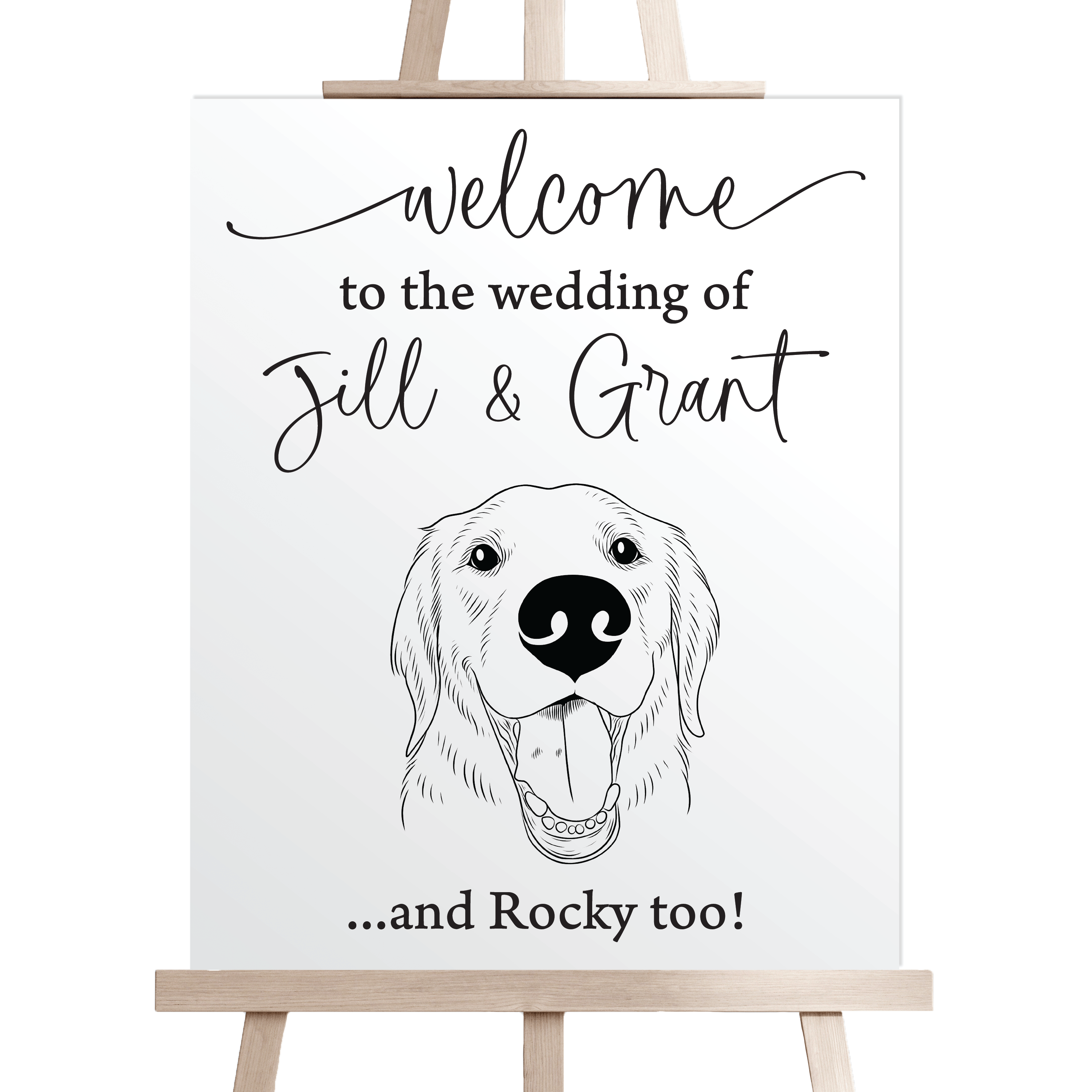 Illustrated Pet Wedding Welcome Sign