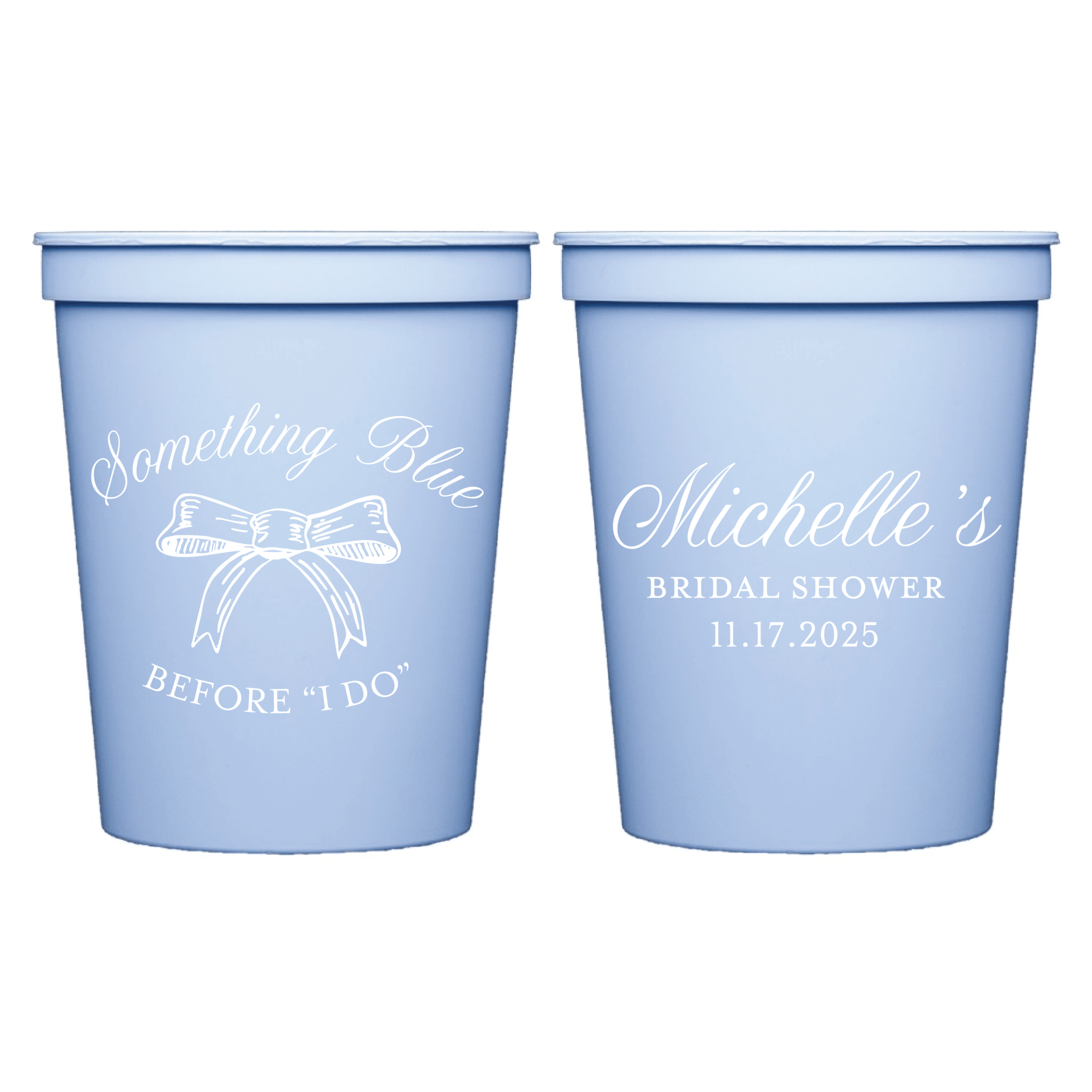 Something Blue Personalized Bridal Shower Stadium Cups