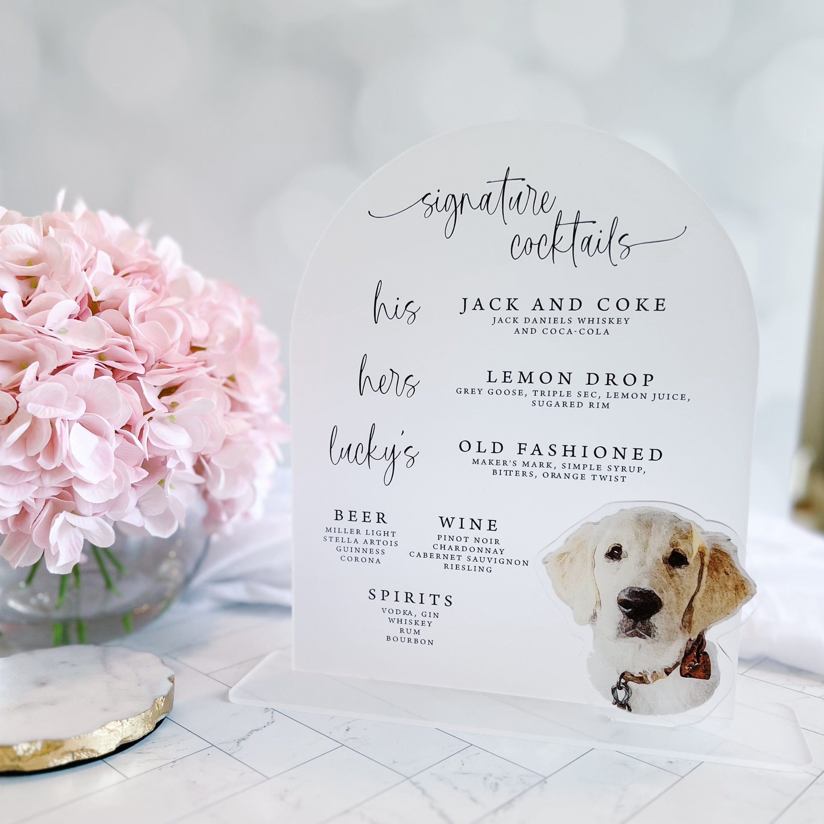 Pet Wedding Bar Menu Sign | Rubi and Lib Design Studio