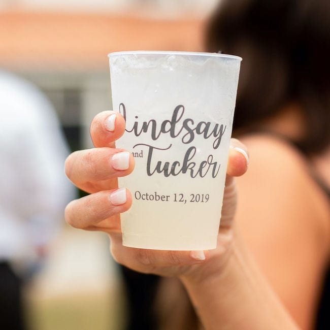 Frosted Plastic Wedding Cups Rubi and Lib Rubi and Lib Design Studio