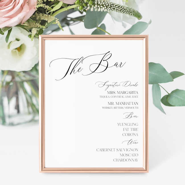 Custom Bar Menu Print – Rubi and Lib Design Studio