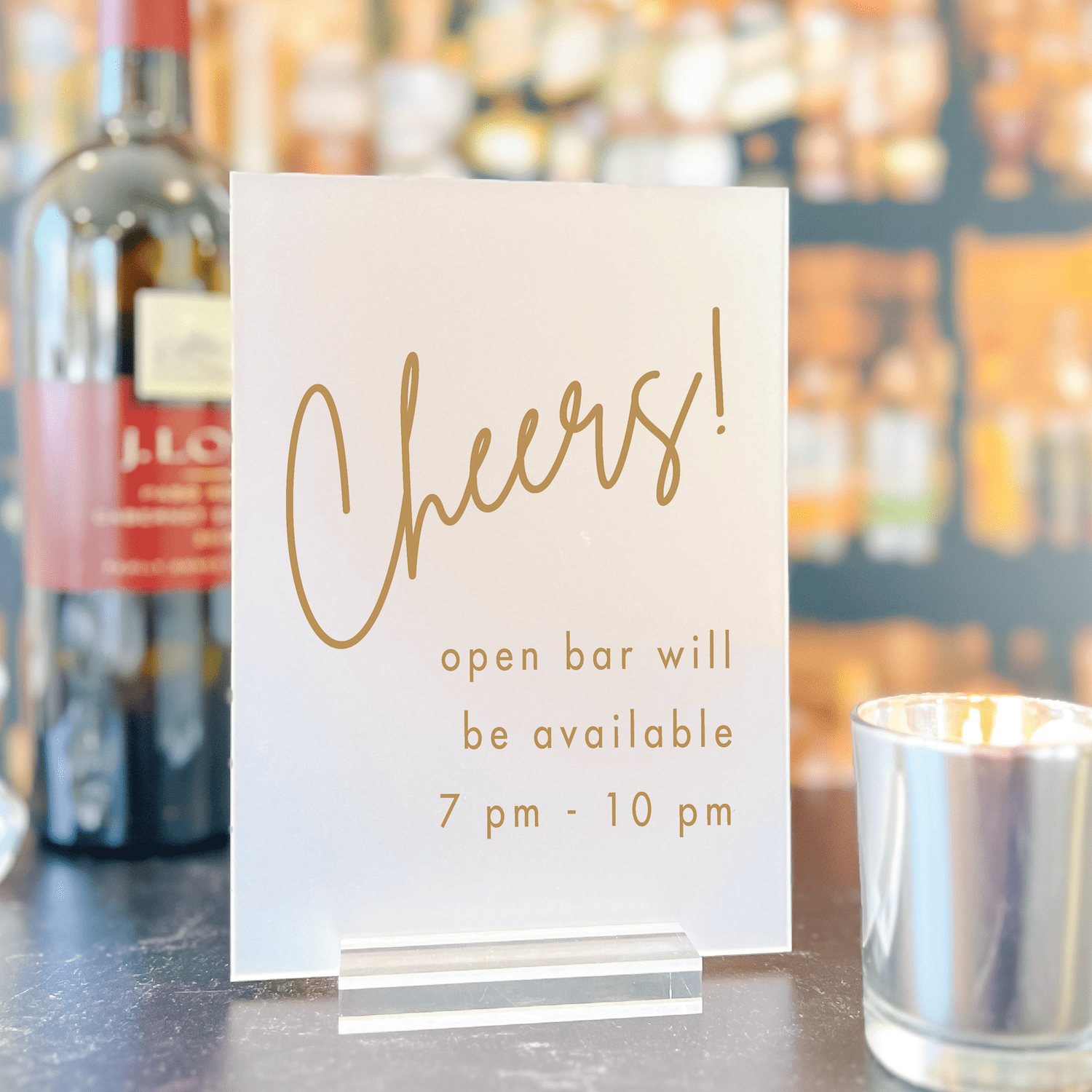 Acrylic Wedding Open Bar Sign | Rubi and Lib Design Studio